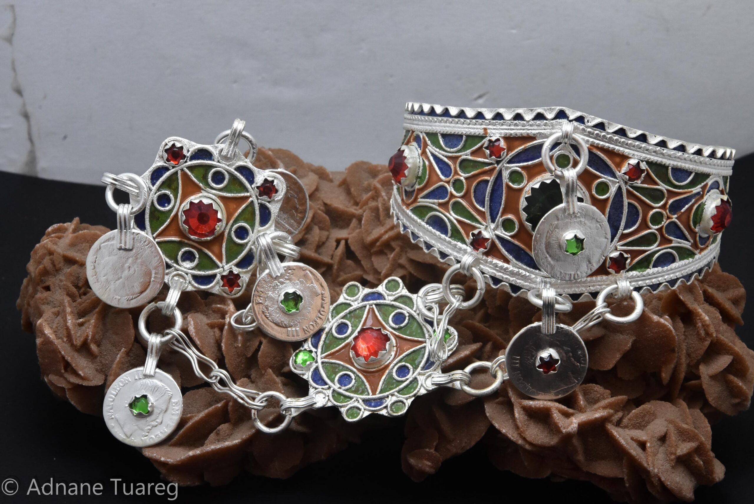 Bracelet Woman Cuff Enamel , Moroccan Berber Enamel Bracelet With Ring ...