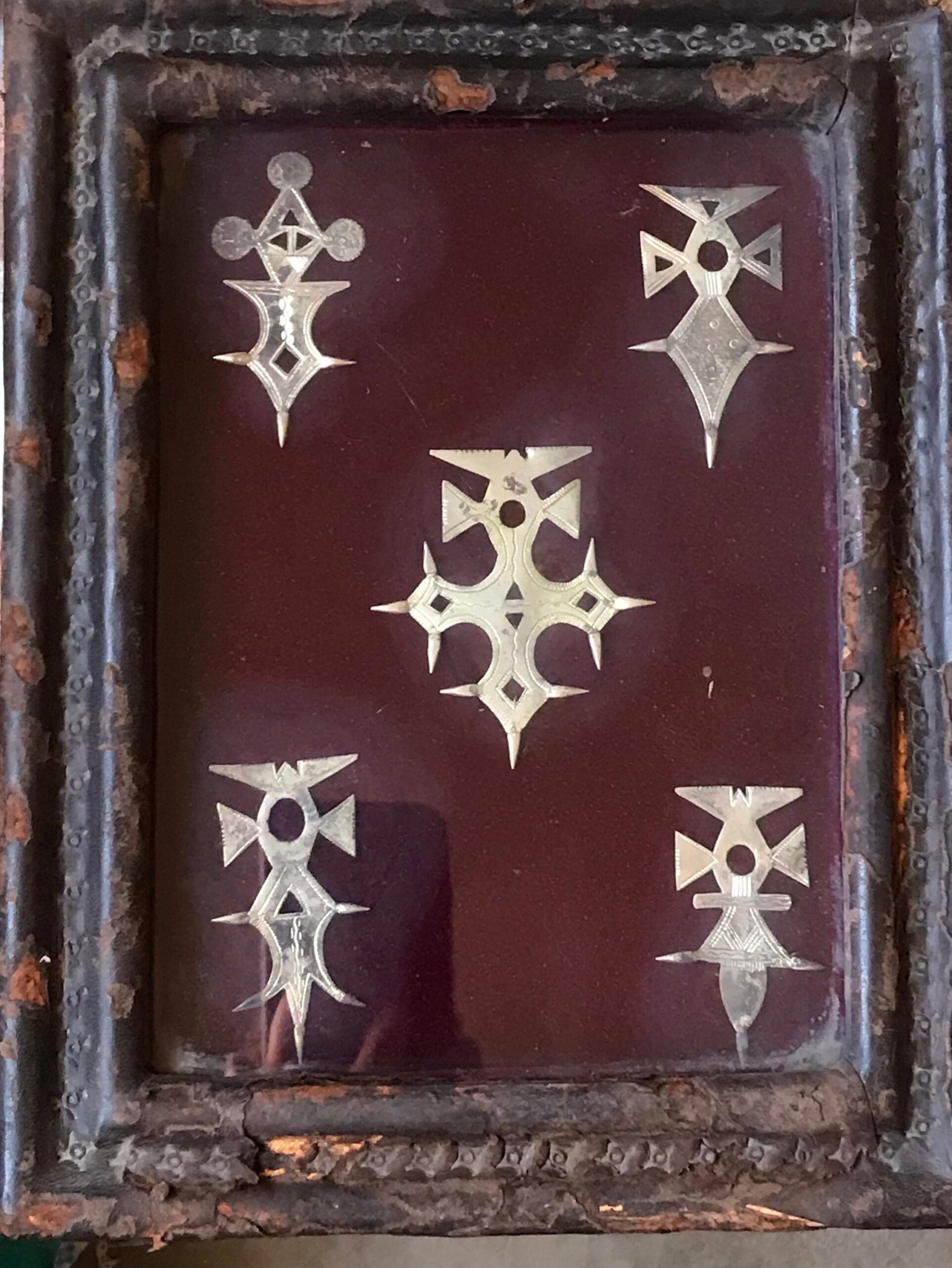 TABLEAU Ancienne croix du sud niger mali AVEC 5 croix EN argent touareg ...